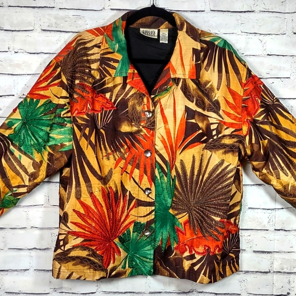 Chico's | Jackets & Coats | Chicos Embellished Silk Shantung Jacket ...